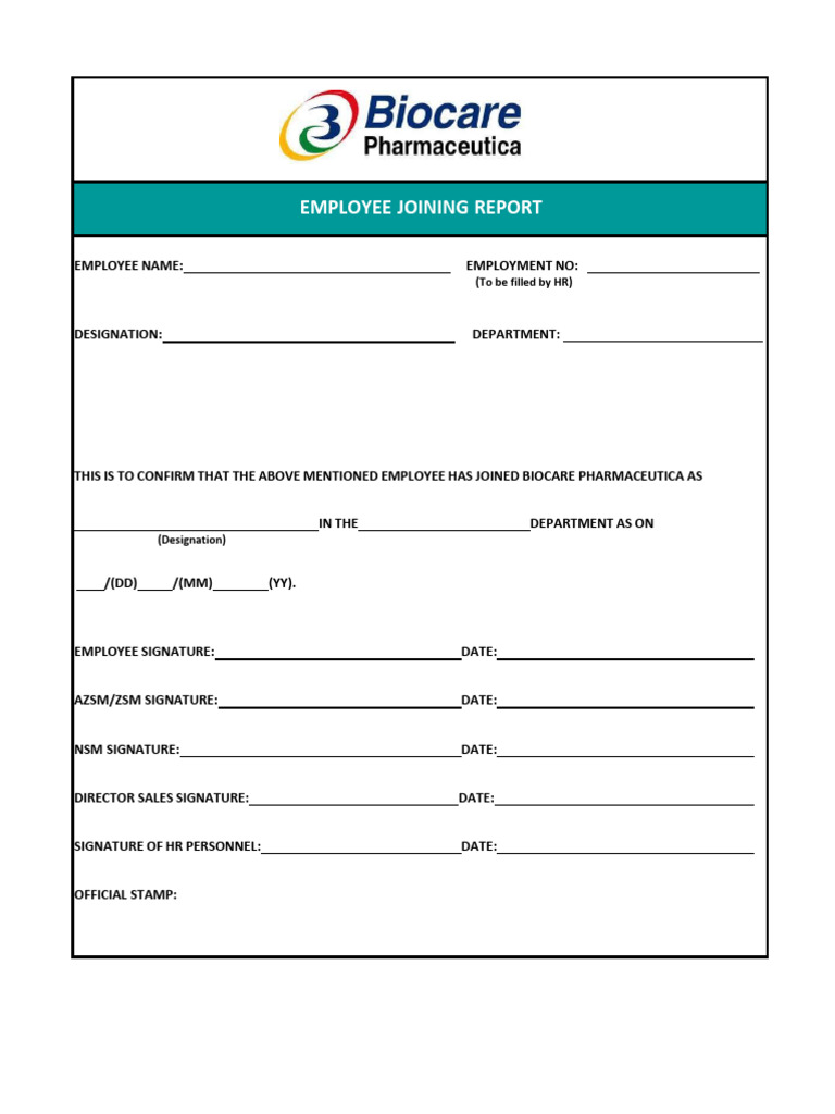 Joining Report Form | PDF