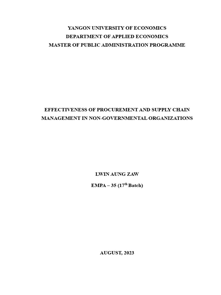 Lwin Aung Zaw (EMPA 35, 17th Batch) | PDF | Supply Chain Management ...