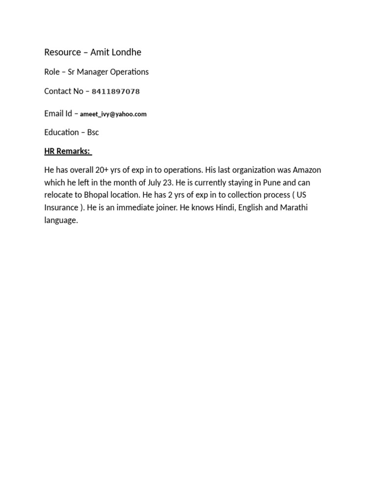 HR Note - AMit Londhe | PDF