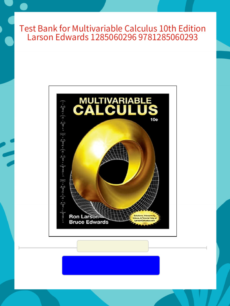 All Chapters of Test Bank For Multivariable Calculus 10th Edition ...