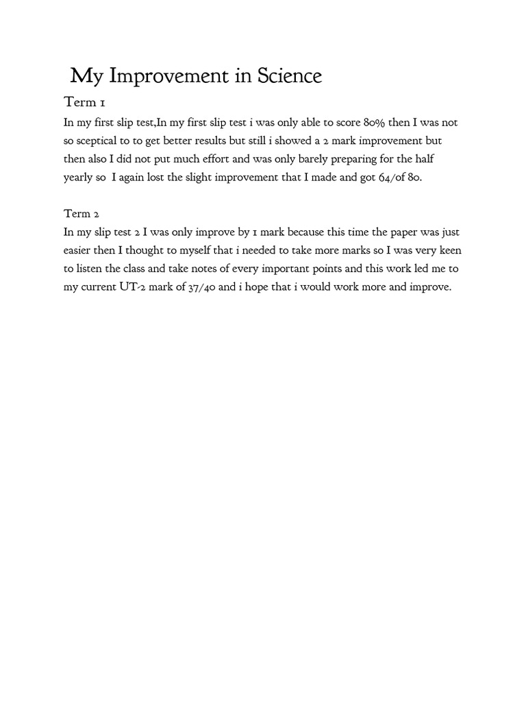 My Science Improvement Journey | PDF