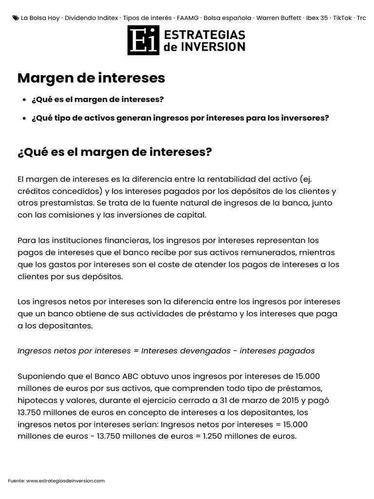 Margen de Intereses y Estrategias de Inversión | PDF | Interés | Bancos