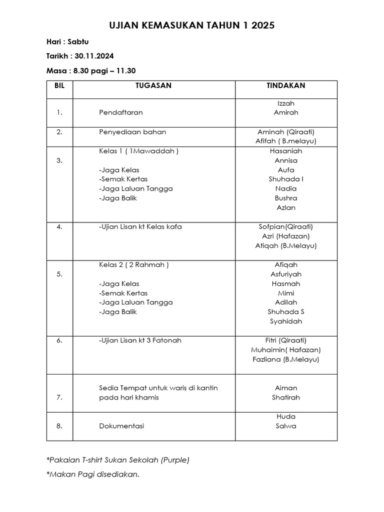 UJIAN KEMASUKAN TAHUN 1 2025 | PDF