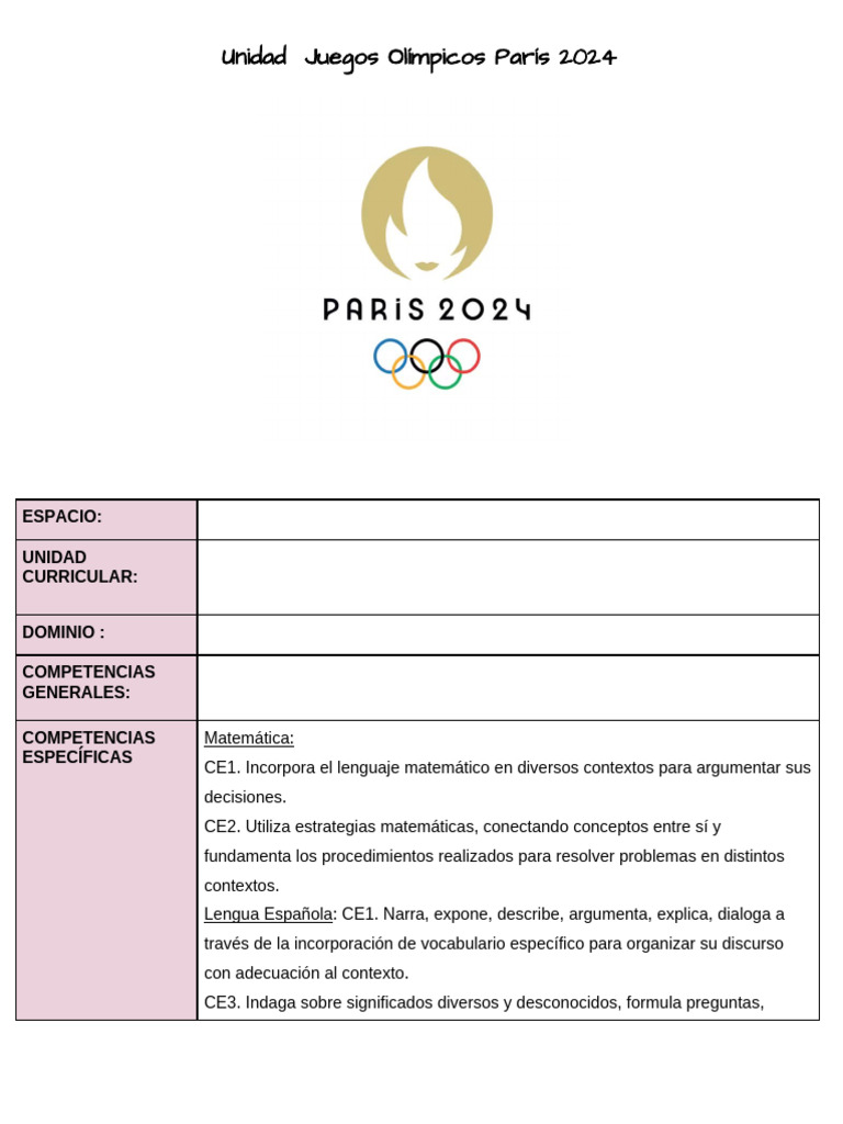 Unidad Juegos Olímpicos | PDF | Matemáticas | Pensamiento