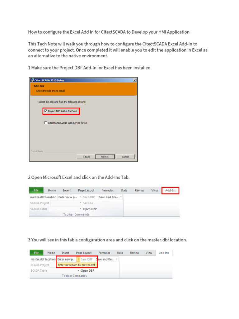 How To Configure The Excel Add in For CitectSCADA To Develop Your HMI Application | PDF