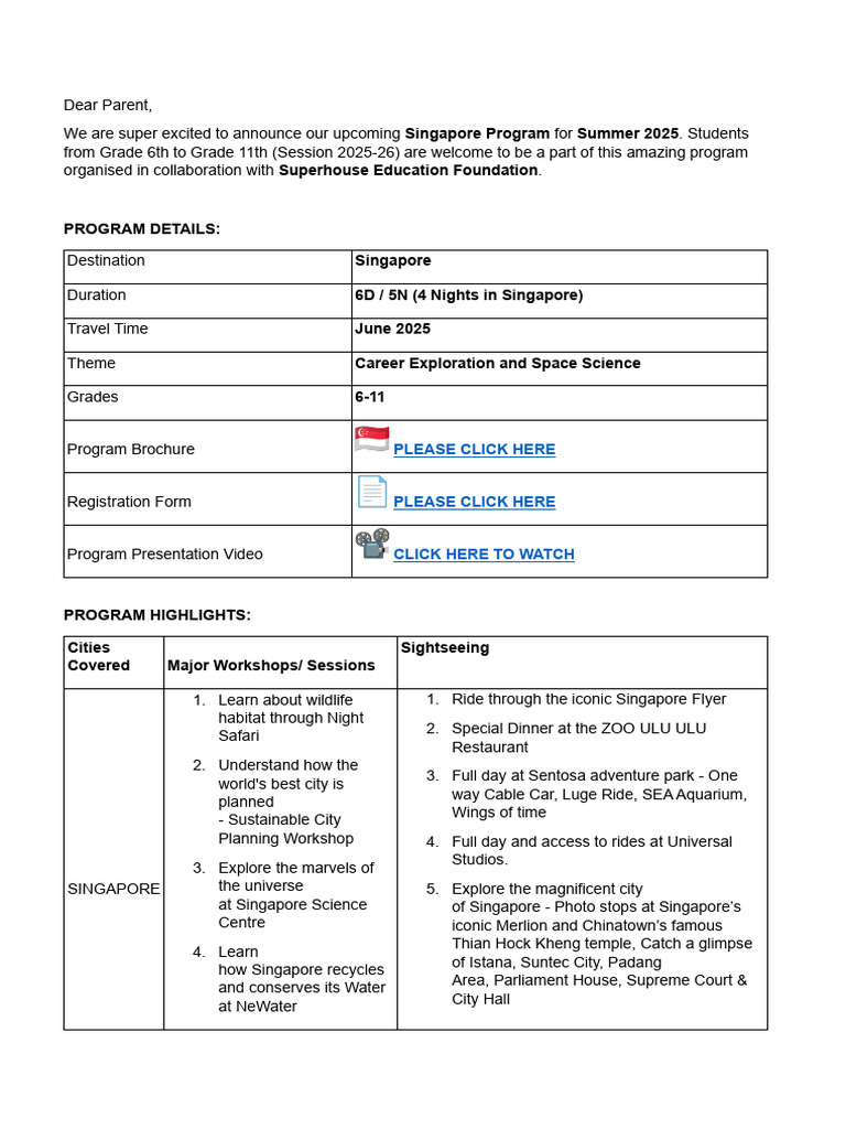 Singapore Summer Program 2025 for Grades 6-11 | PDF | Taxes