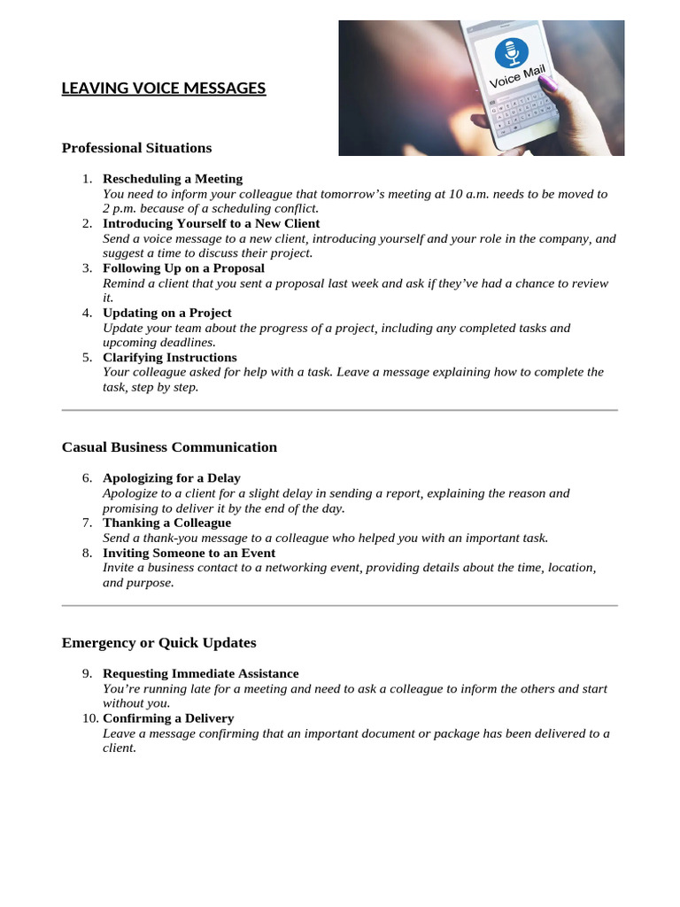 LEAVING VOICE MESSAGES | PDF