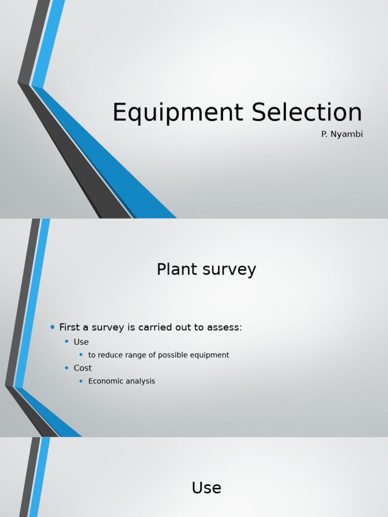 Equipment Selection | PDF | Depreciation | Cost