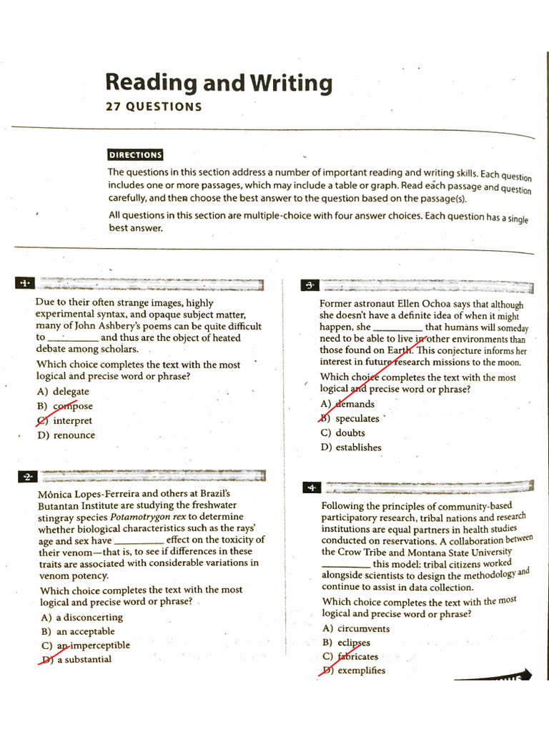 Hard Level Digital SAT Papers (Ans) | PDF