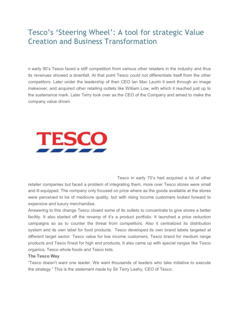 Tesco | Download Free PDF | Tesco | Strategic Management