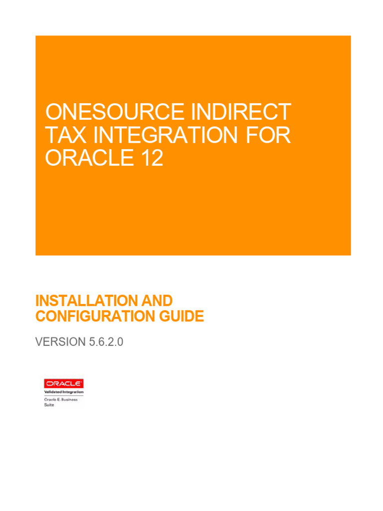 Onesource Indirect Tax Integration For Oracle 12: Installation and ...