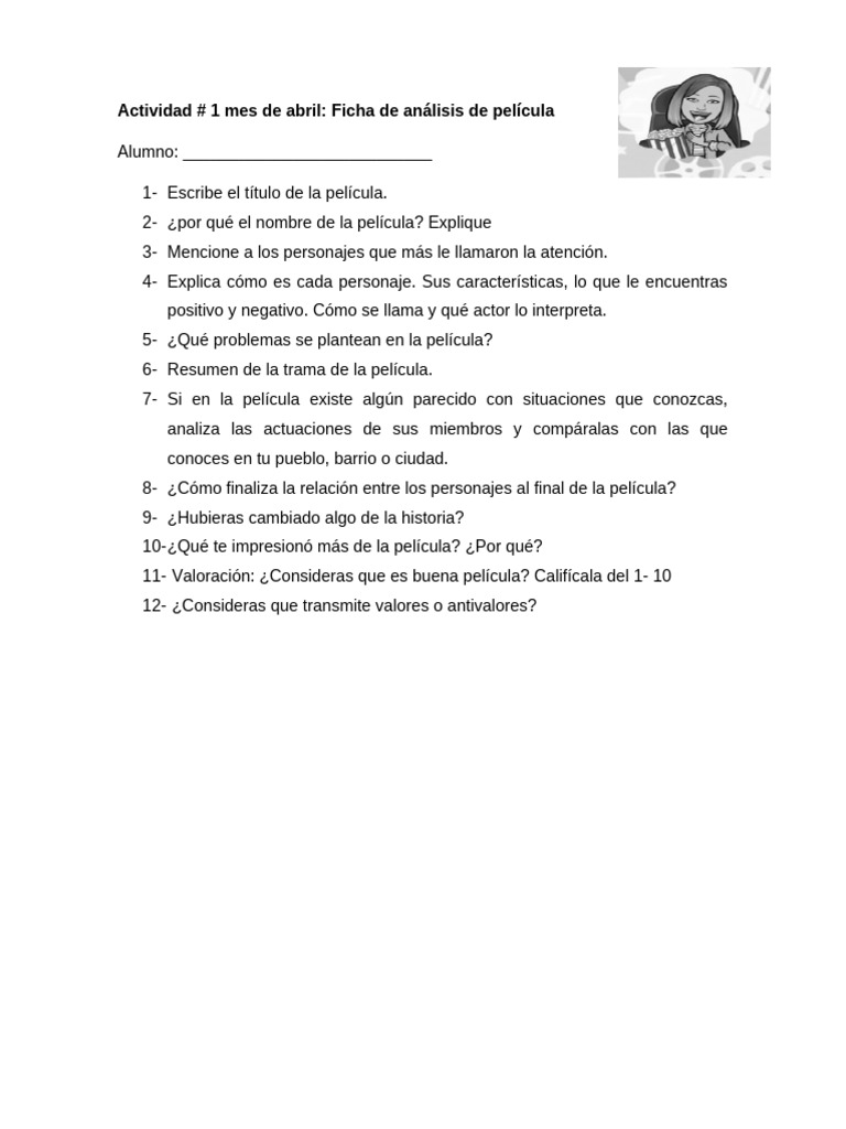 Análisis de película: Ficha de evaluación | PDF