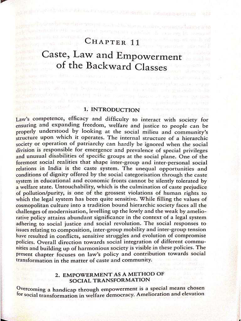 Caste Law Back Ward Classes | PDF