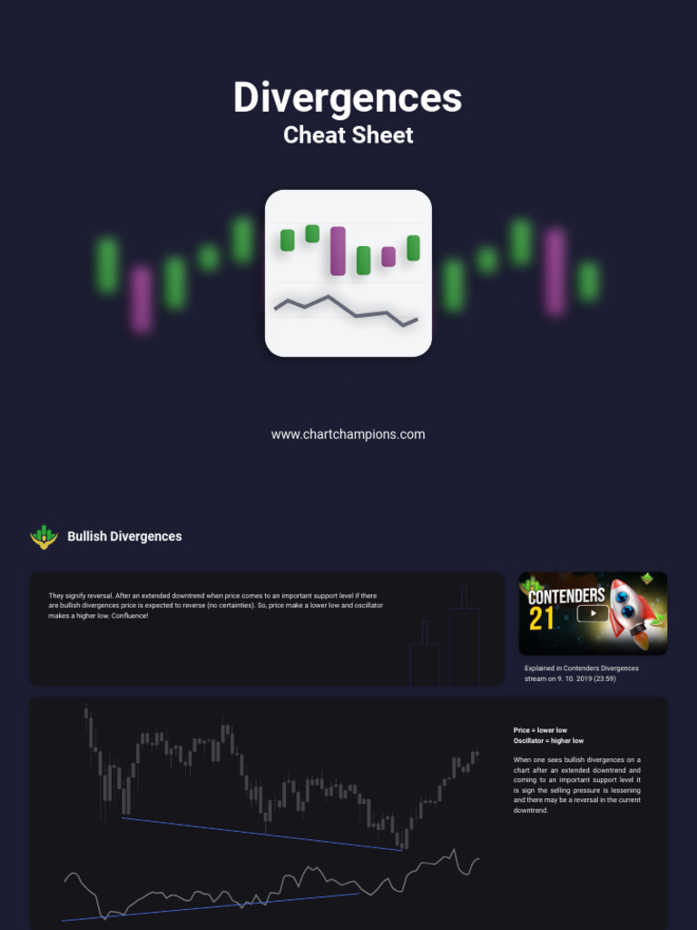 Divergence Cheat Sheet for Traders | PDF | Market Trend | Trade