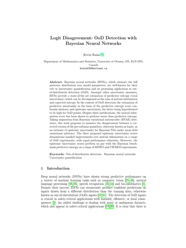 Logit Disagreement: OoD Detection with Bayesian Neural Networks | PDF | Deep Learning | Bayesian ...