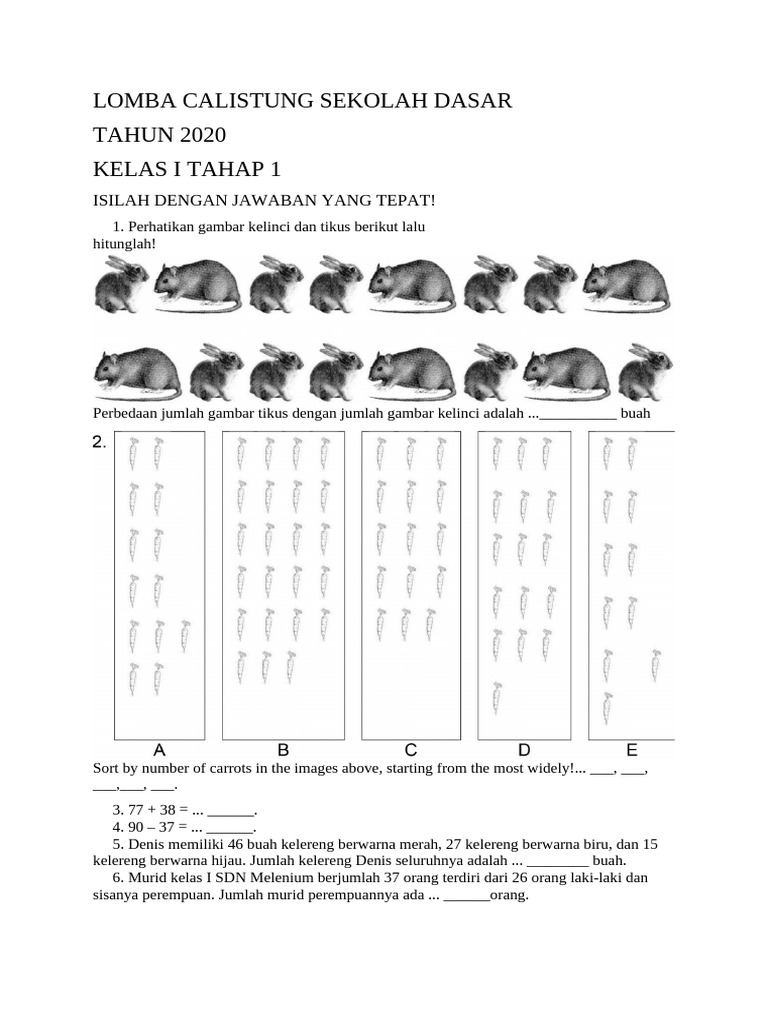 Lomba Calistung SD Kelas I 2020 | PDF