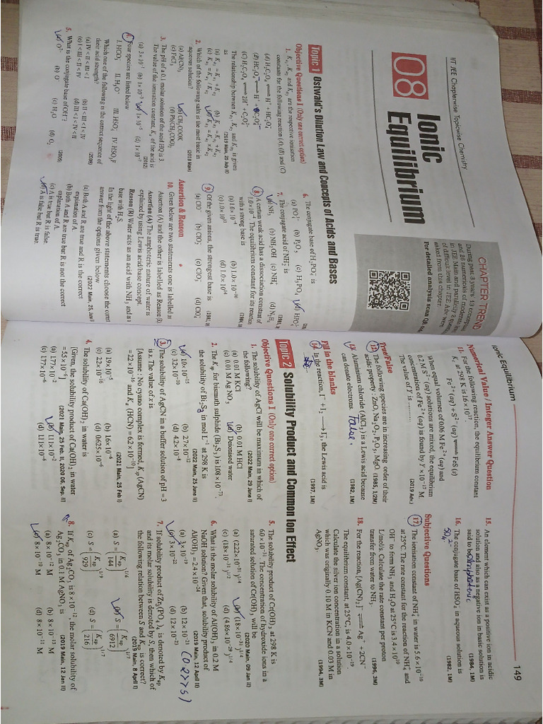 Chemistry Ionic Equilibrium PYQ | PDF