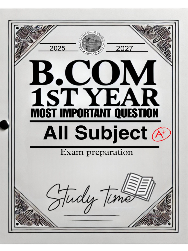 B. Com First Year Most Important Question | PDF