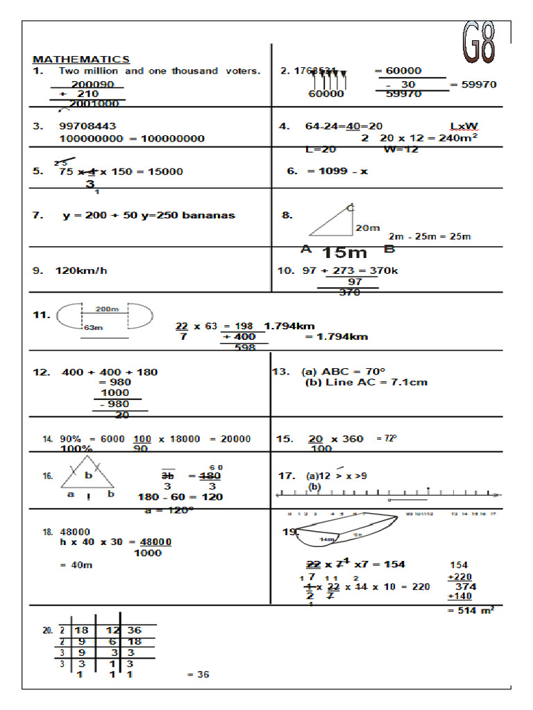 G8 Maths MS | PDF