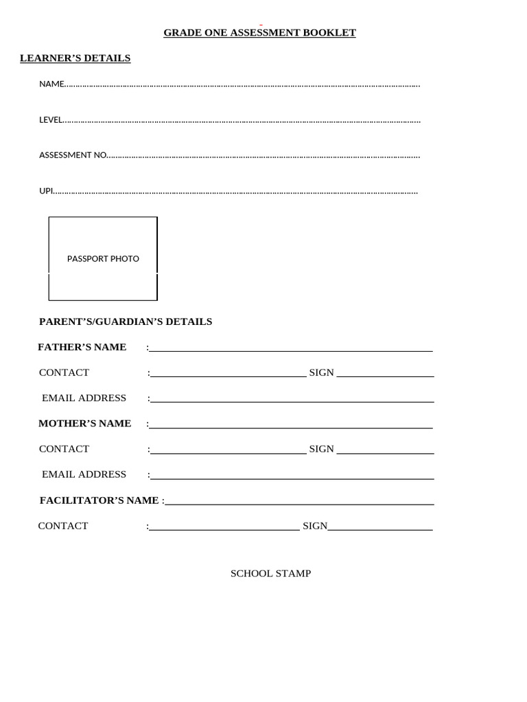 Grade 1 Assessment Book | PDF