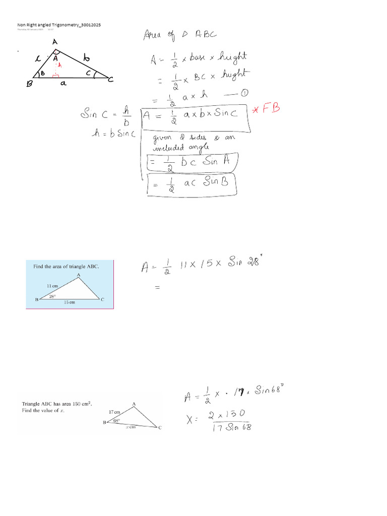 Non Right Angled Trigonometry_30012025 | PDF