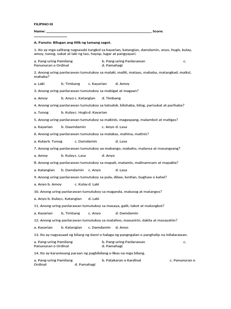 FILIPINO III-WPS Office | PDF