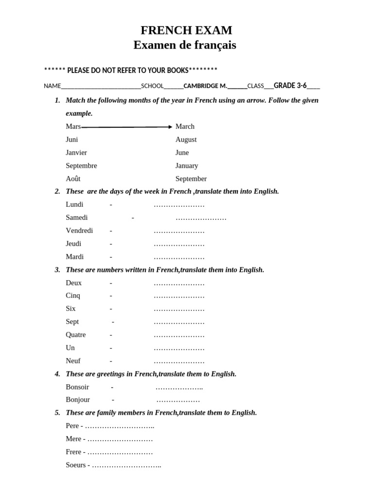 Exam 1 2025 Teacher Mercy G-3-6 | PDF