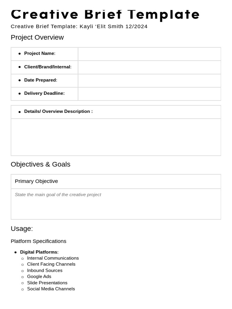 Creative Brief Template for Branding | PDF | Brand | Logos