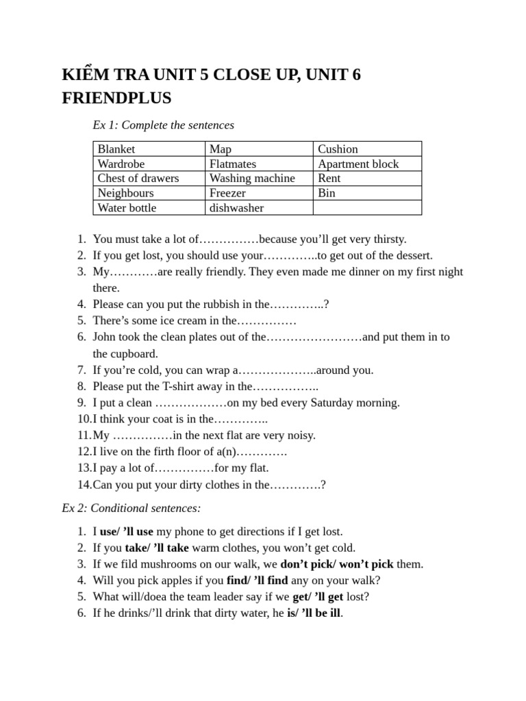 KIỂM TRA UNIT 5 CLOSE UP | PDF