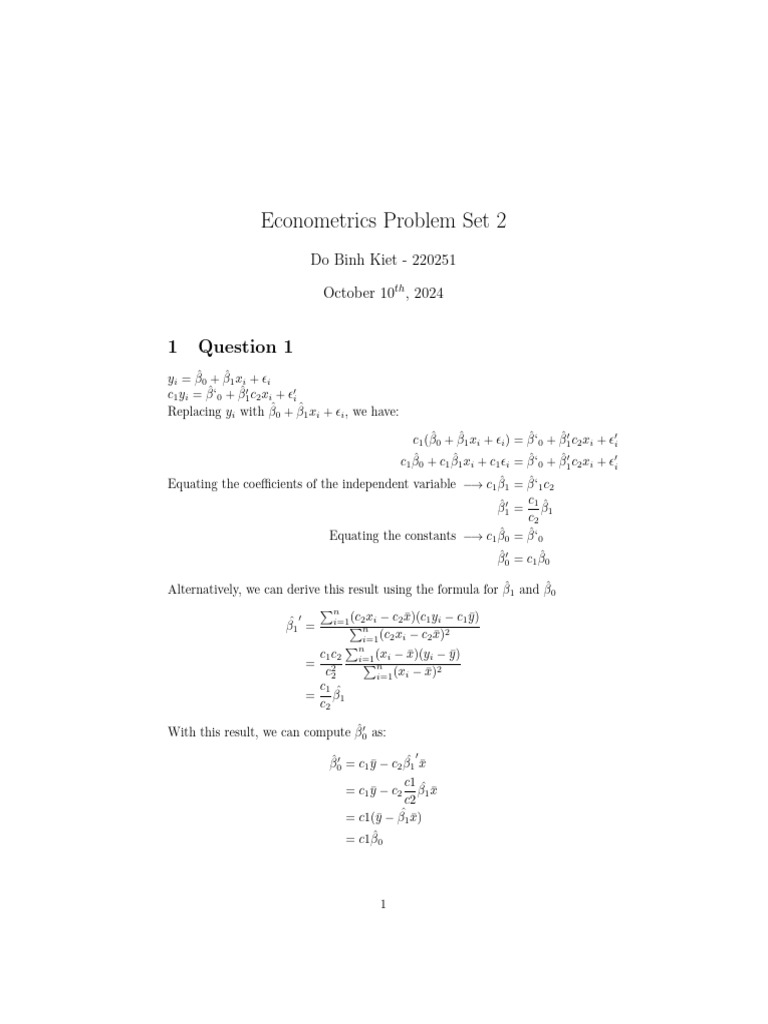 Econometrics Problem Set 2 | PDF | Statistical Significance | Estimation Theory
