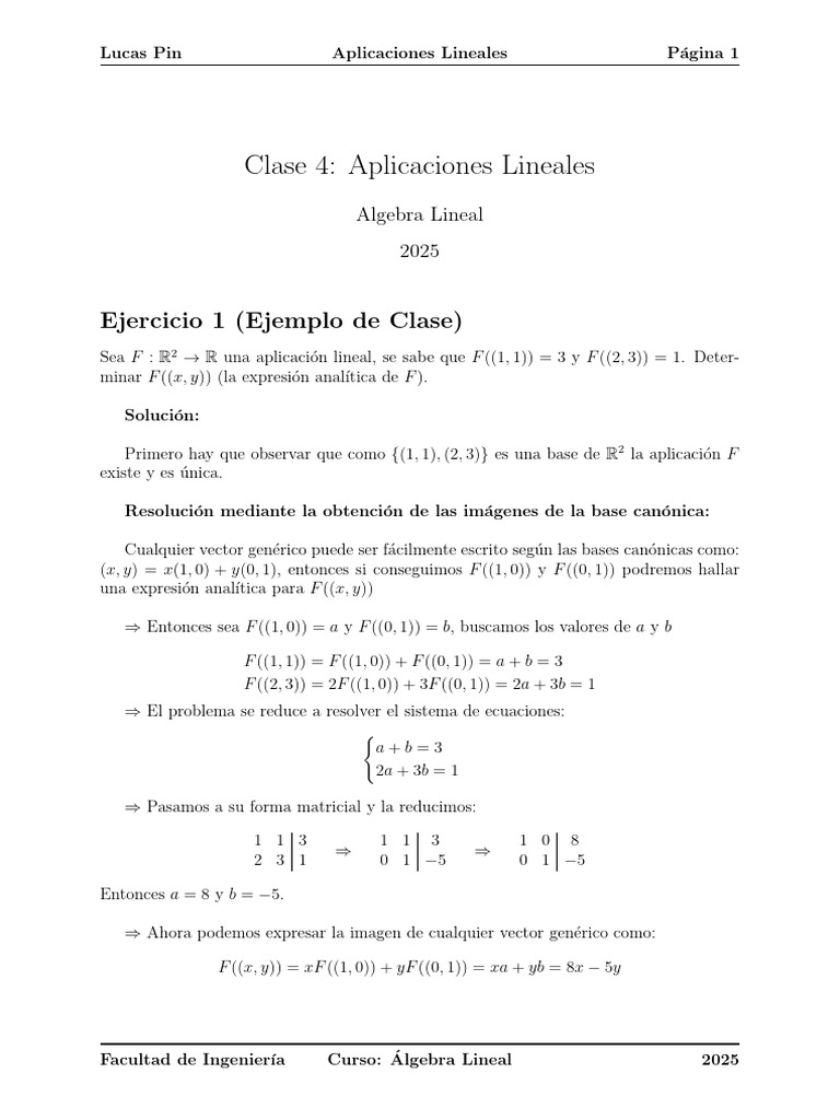 Ejercicios de Aplicaciones Lineales | PDF | Vector Euclidiano | Mapa lineal