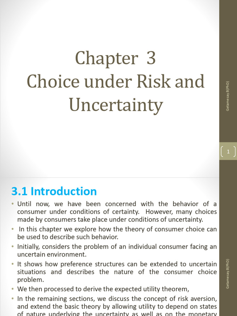 Chapter 3. Risk and Uncertanity | PDF | Utility | Risk Aversion