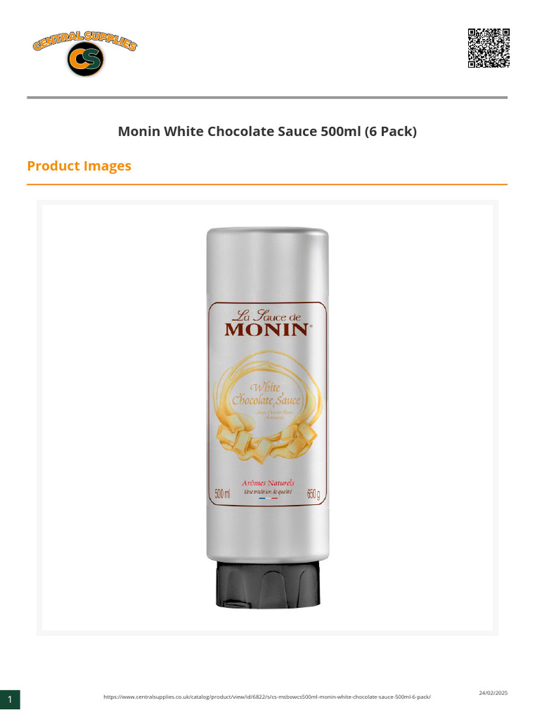 Monin White Chocolate Sauce 500ml 6 Pack | PDF | Chocolate | Soybean