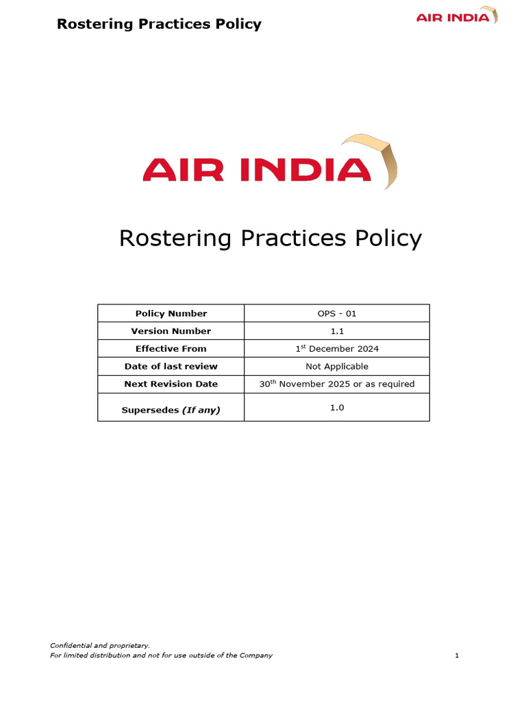Rostering Practices Policy Overview | PDF | Flight Attendant | Aviation