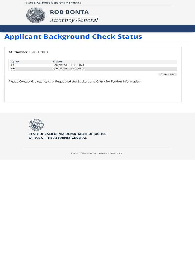 California DOJ Background Check Status | PDF