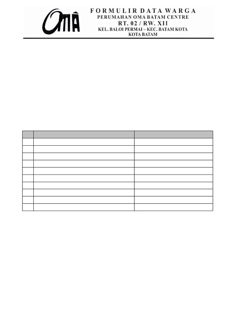 Formulir Data Warga RT02 - 250212 - 191521 | PDF