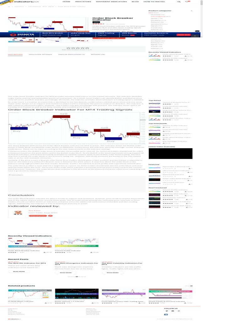 Order Block Breaker Indicator For MT4 - Download FREE - IndicatorsPot | PDF | Market Trend ...