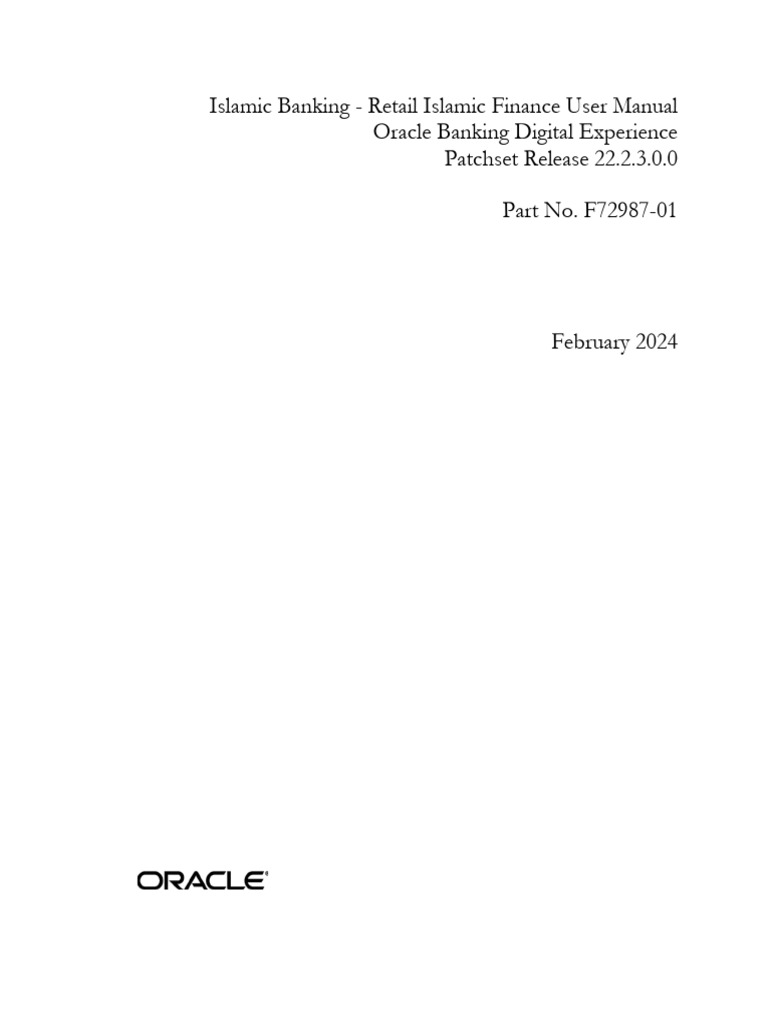 User Manual Oracle Banking Digital Experience Islamic Banking - Retail ...