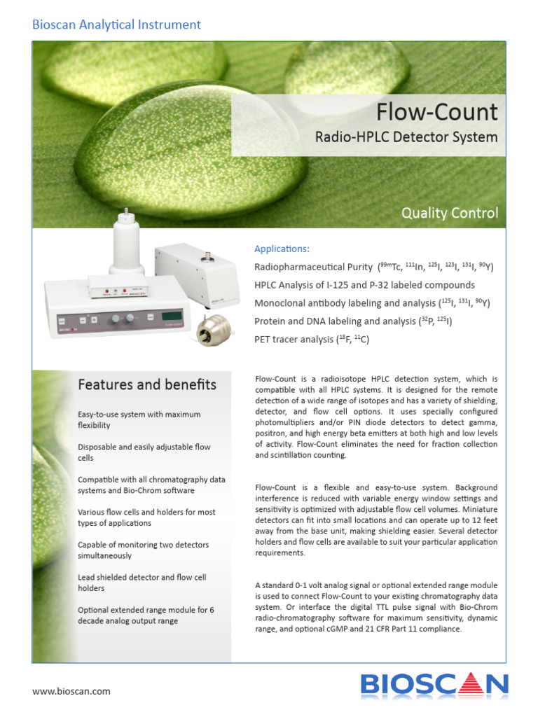Bioscan Flow Count Brochure | PDF | Detector (Radio) | Positron Emission Tomography