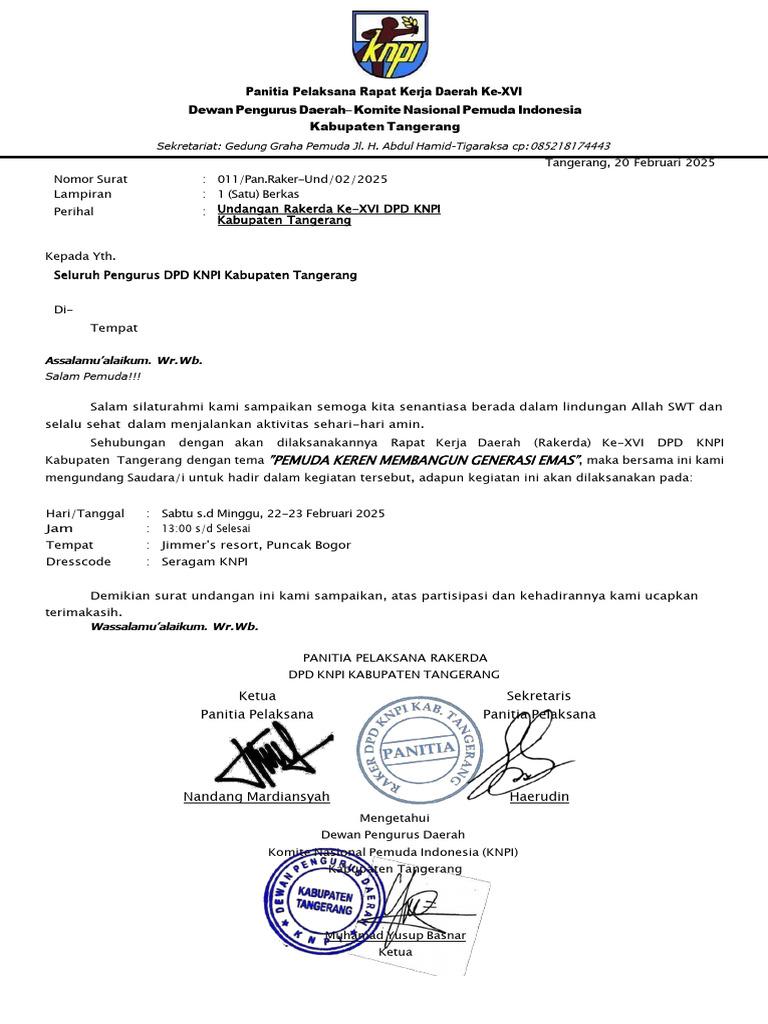 Undangan RakerDa 1 | PDF