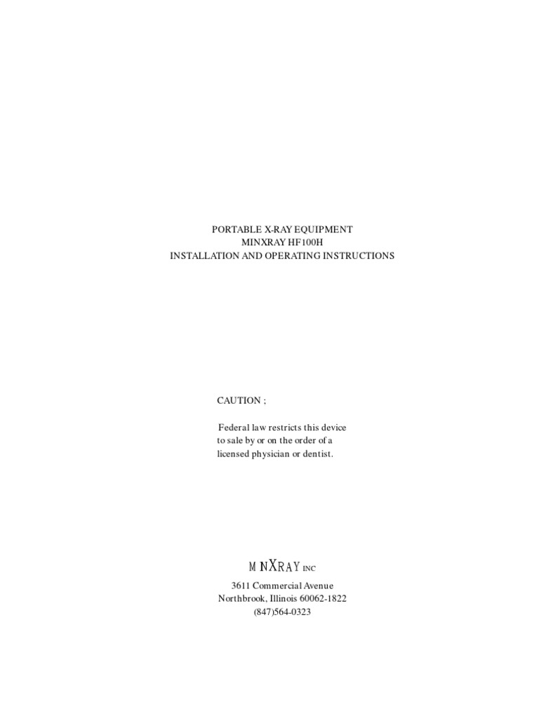 Minxray HF100 Operating Manual | PDF | Radiation Protection | X Ray