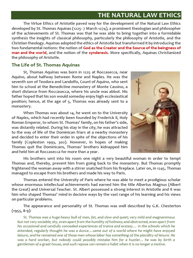 1001 Natural Law Ethics | PDF | Thomas Aquinas | Theology