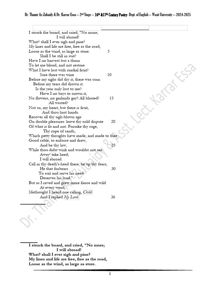 Analysis of George Herbert's "The Collar" | PDF