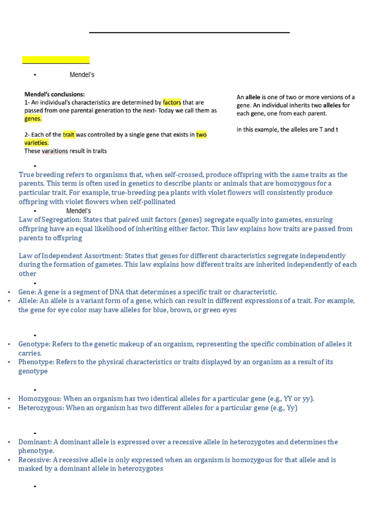Review Checklist Unit 4 - Genetics | PDF | Translation (Biology) | Allele