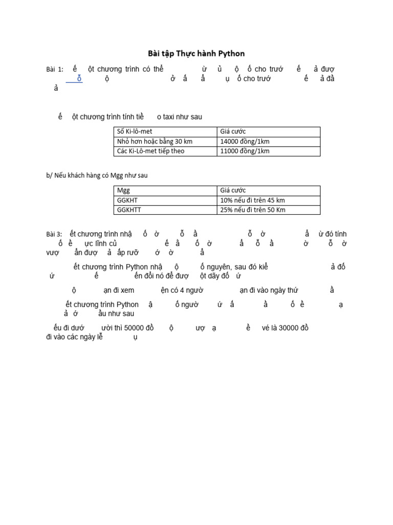 Bài tập Thực hành Python | PDF