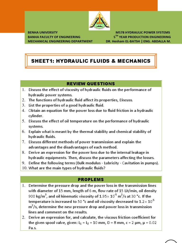 Sheet 1 | PDF | Viscosity | Chemical Engineering