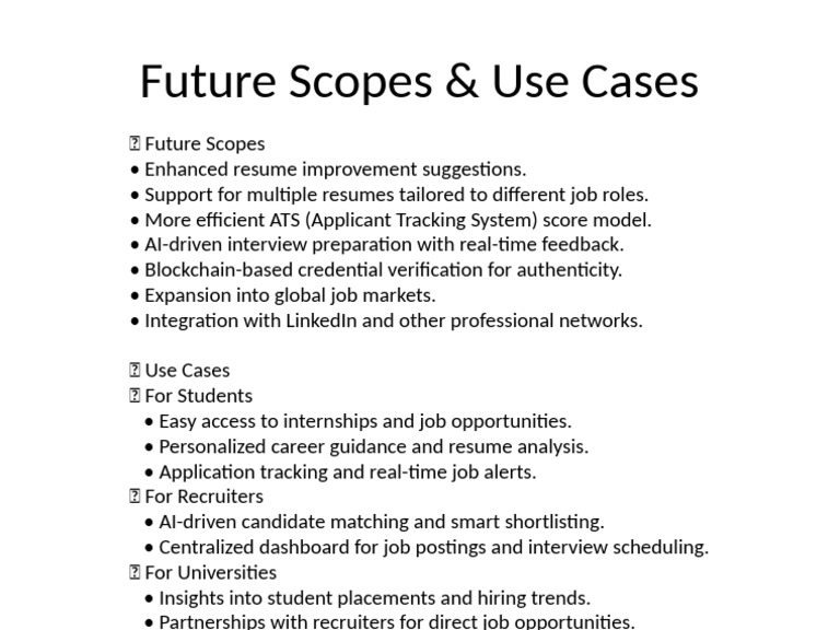 Future Scopes Use Cases | PDF