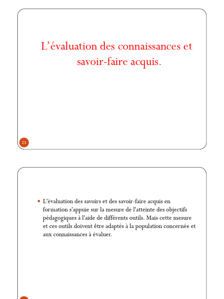 Évaluation des Savoirs en Formation | PDF | Connaissance procédurale ...