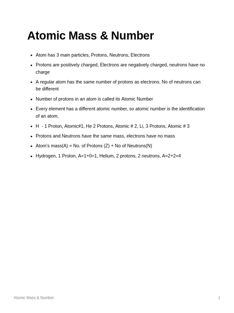 Atomic Mass and Number | PDF