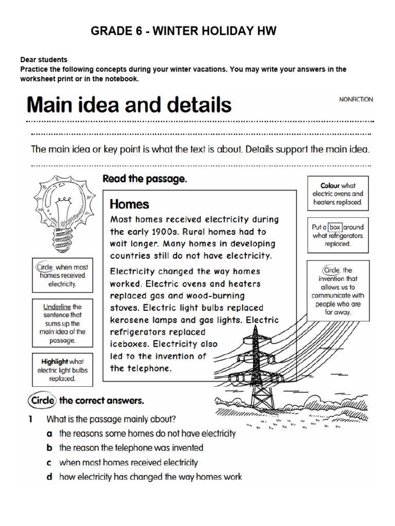 Grade 6 - Winter Holiday HW | PDF